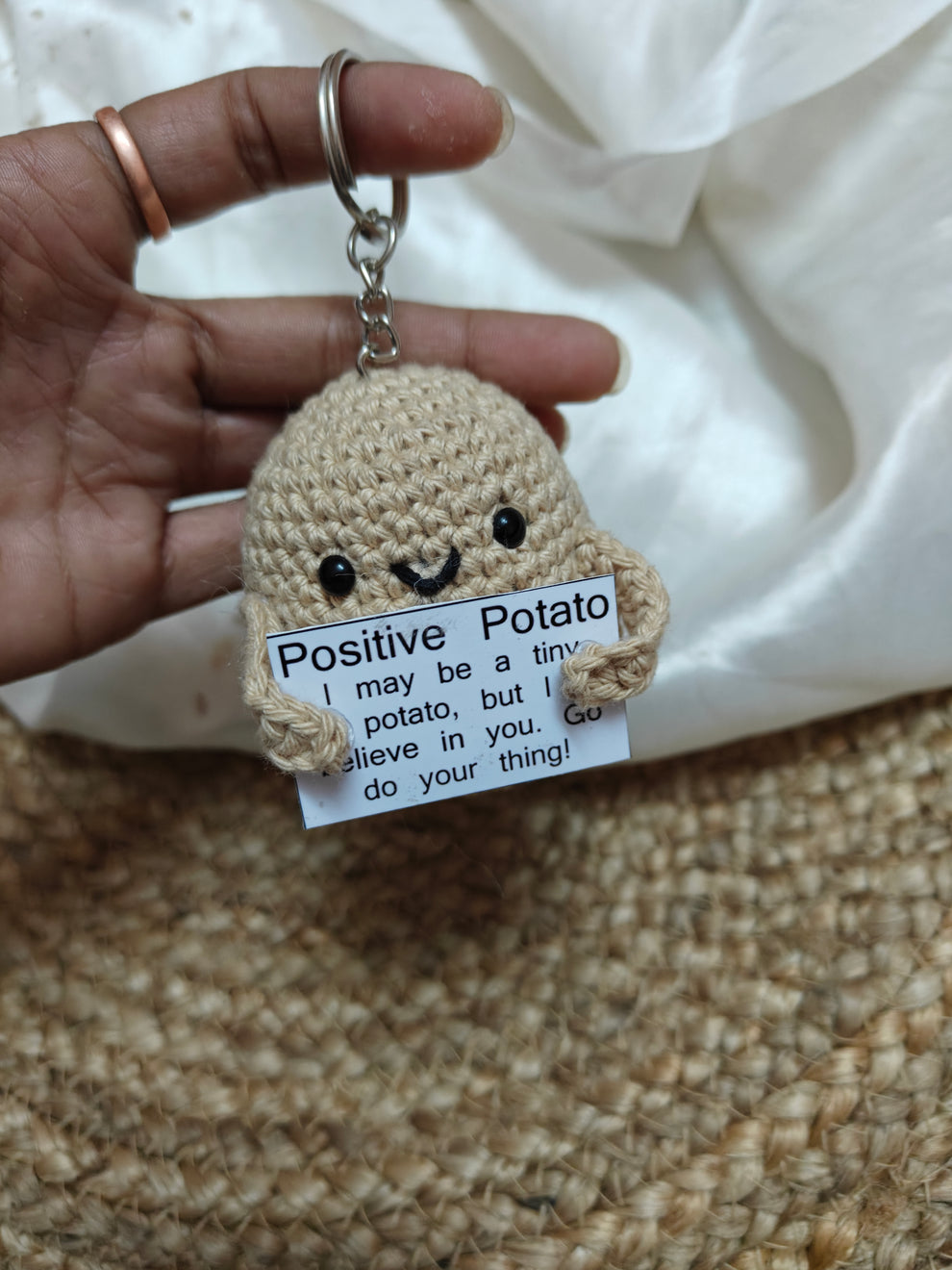 Postive potato keychain – Twisttheyarn